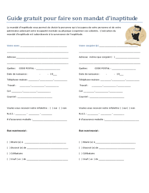 Fillable Online Guide gratuit pour faire son mandat d'inaptitude - Paul ...