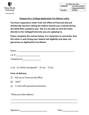Fillable Online Request for a College Application Fee Waiver Letter ...