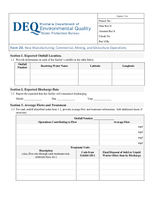 Fillable Online deq mt Water Permits Division Application Form 2CWater ...