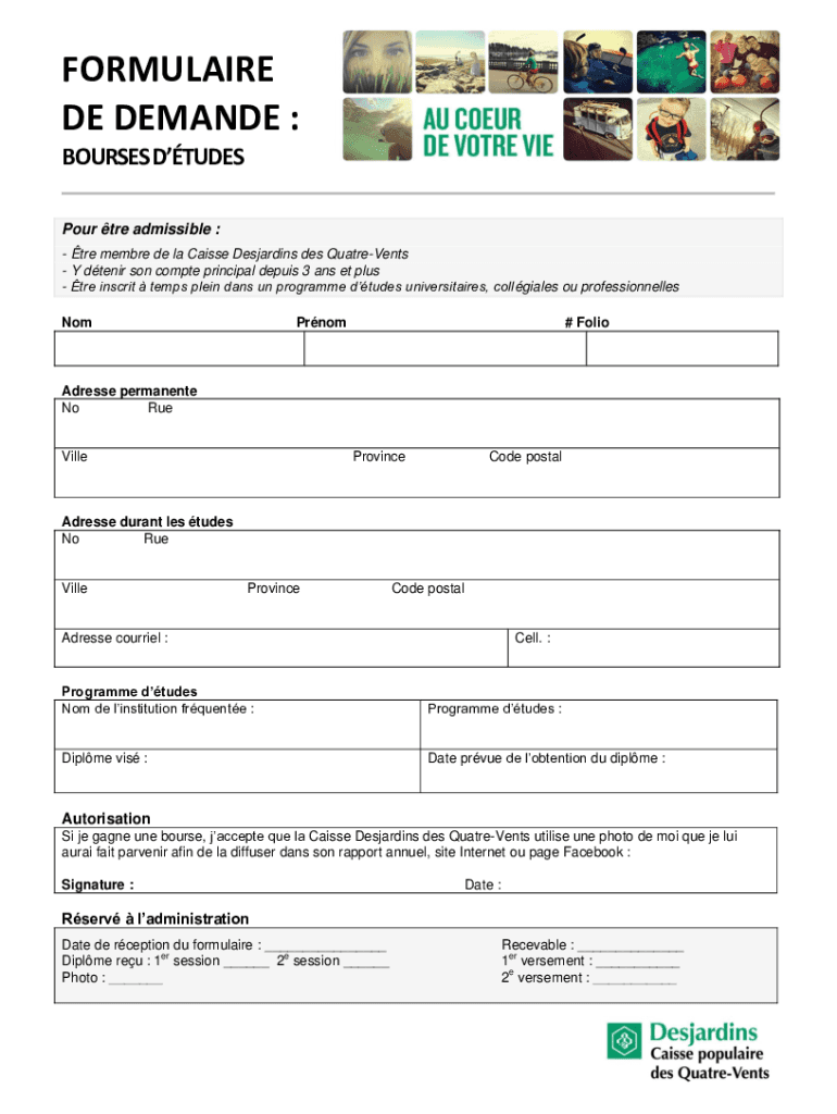Fillable Online FORMULAIRE DE DEMANDE - Desjardins Fax Email Print ...