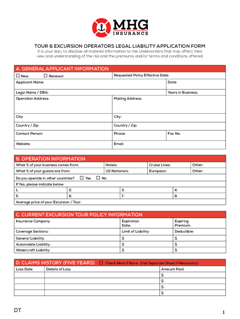 Fillable Online GENERAL LIABILITY APPLICATION Fax Email Print - pdfFiller