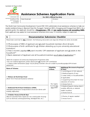 Fillable Online Assistance Schemes Application Form residents living in ...