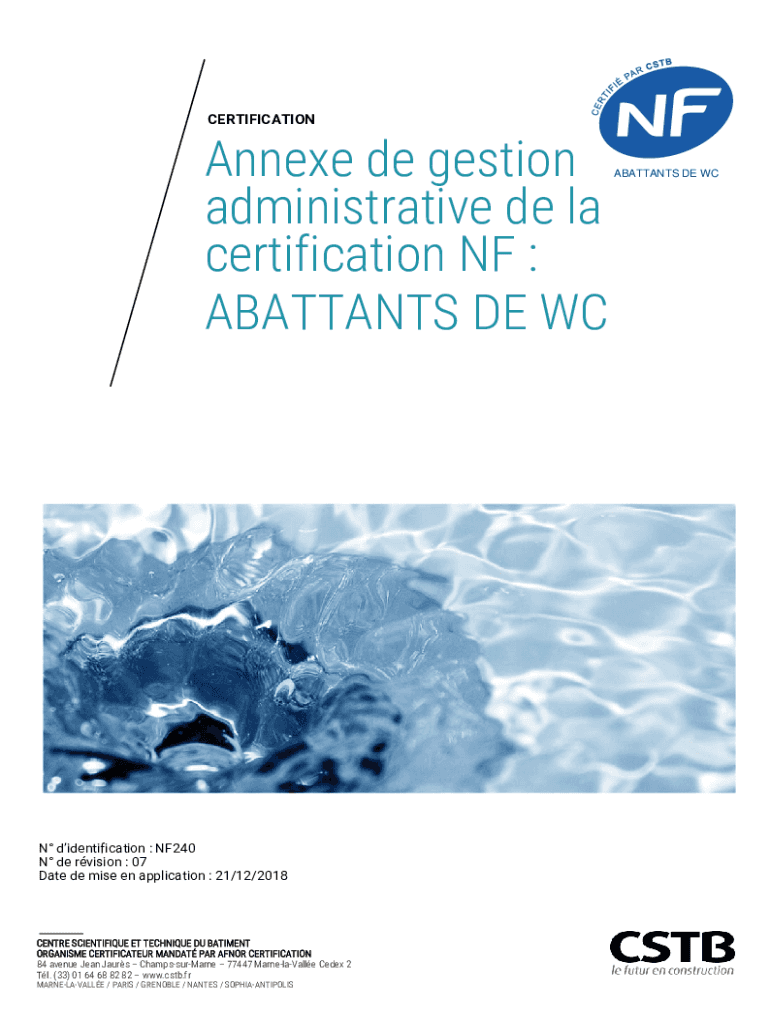 Fillable Online evaluation cstb Trame certification - Annexe de gestion administrative de ...