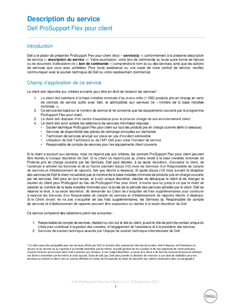 Fillable Online Description du service - Dell ProSupport Flex pour ...