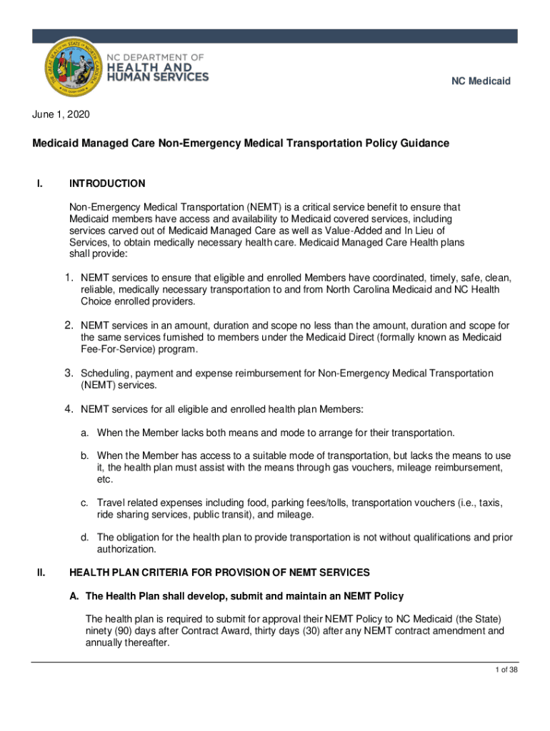 Fillable Online Review of Nonemergency Medical Transportation for ...