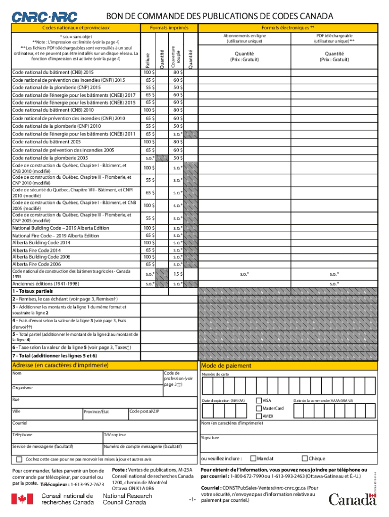 Fillable Online cnrc.canada.cafiles2019-11CNRC Construction Bon de ...