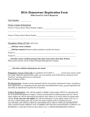 Fillable Online HOA Homeowner Registration Form Fax Email Print - pdfFiller