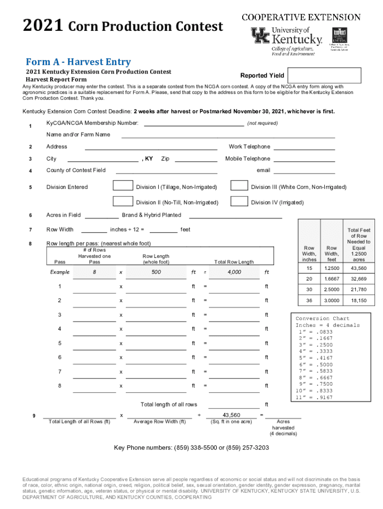 Fillable Online graincrops ca uky Get the free CORN YIELD CONTEST ...
