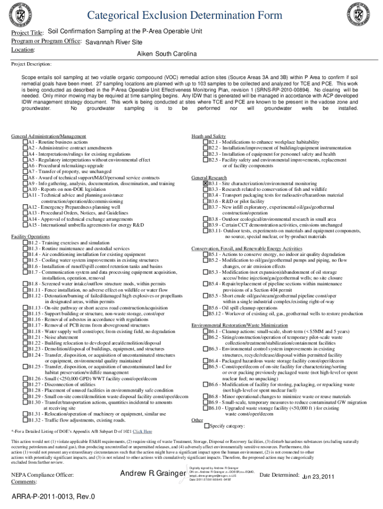 Fillable Online Categorical Exclusion Determination Form Fax Email ...