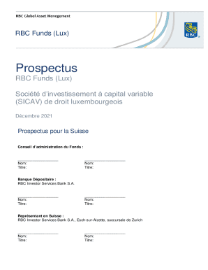 Fillable Online Prospectus - RBC Global Asset Management Fax Email ...