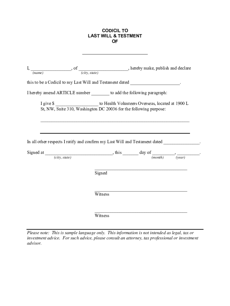 Fillable Online Codicil - Fill and Sign Printable Template OnlineUS ...