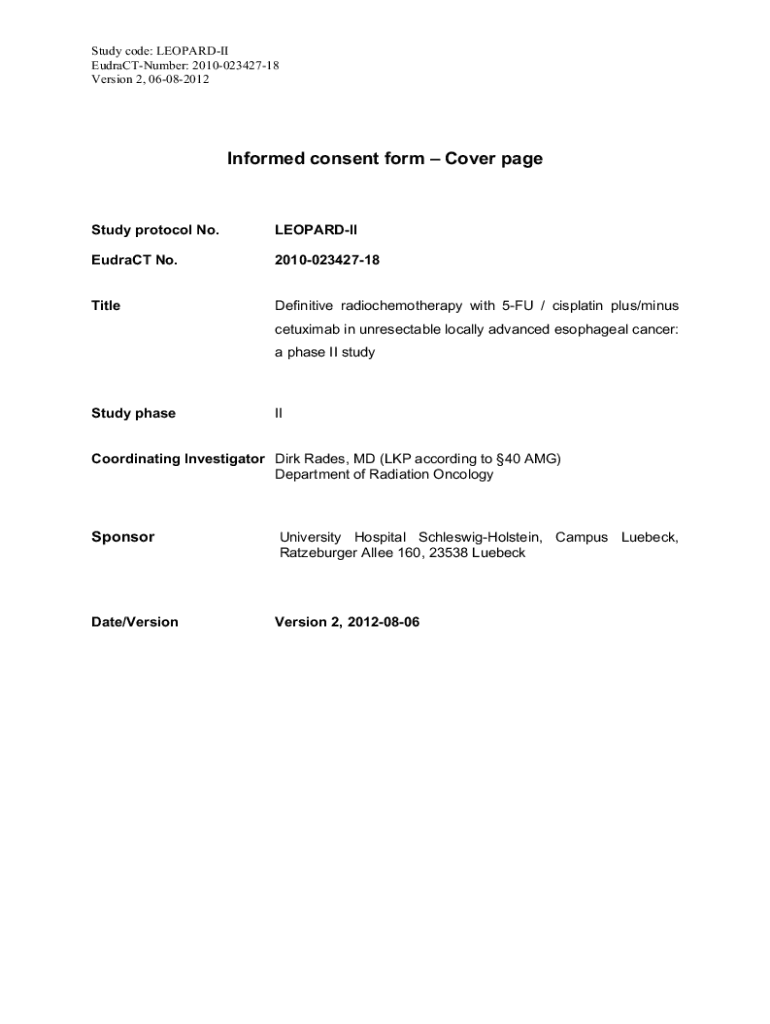 Fillable Online Informed consent form Cover page - clinicaltrials.gov ...