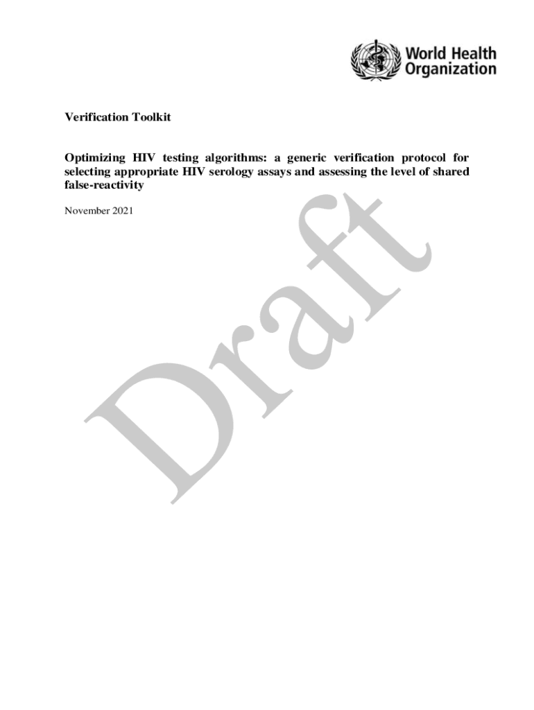 Fillable Online Verification Toolkit Optimizing HIV testing algorithms ...