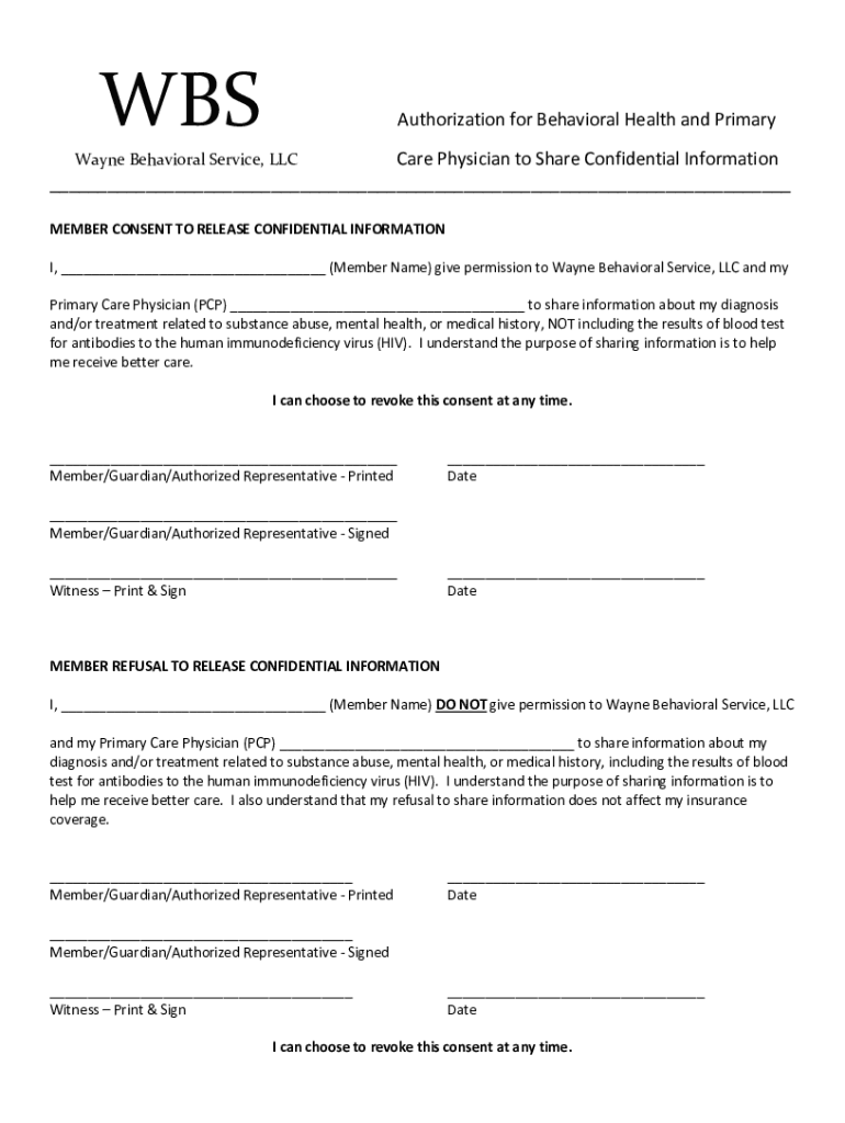 Fillable Online Fillable Online Authorization for Behavioral Health and ...