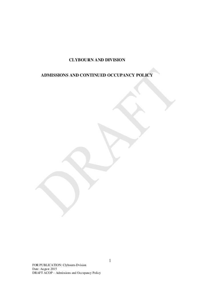 Fillable Online CHAPTER 201:1 ADMISSIONS AND CONTINUED OCCUPANCY POLICY Fax Email Print - pdfFiller