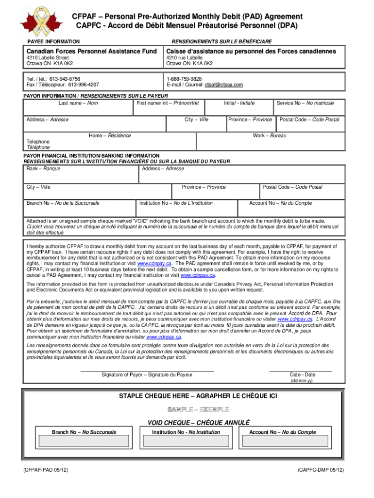 Fillable Online www.fsresidential.comForm-PAD-AgreementPRE-AUTHORIZED ...