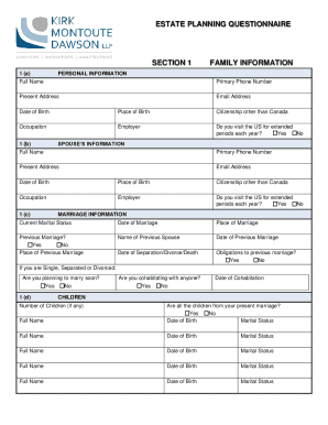 Fillable Online Fillable Online estate planning questionnaire - San ... Fax Email Print - pdfFiller