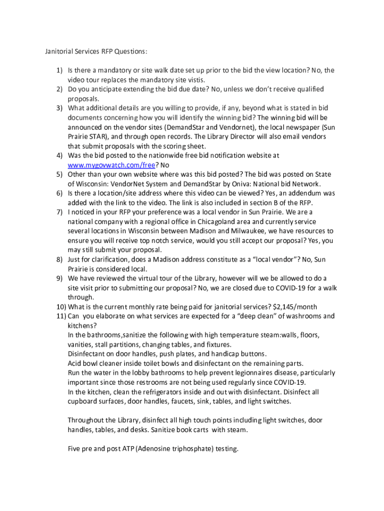 Fillable Online Janitorial Performance Evaluation Sample Fax Email ...