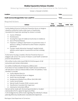 Fillable Online doc wa WA State DOC COVID-19 Medical Quarantine Release ...