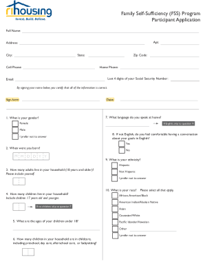 Fillable Online Family Self-Sufficiency (FSS) Program Participant ...
