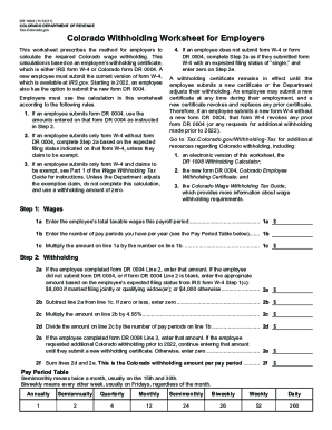 Fillable Online Colorado Income Tax Withholding Worksheet for Employers ...