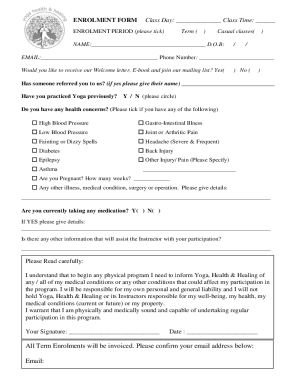 Fillable Online PRE-EXERCISE SCREENING QUESTIONNAIRE - Yoga Health and ...