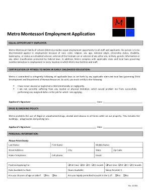 Fillable Online Metro Employment Application 5.29.14 Fax Email Print ...