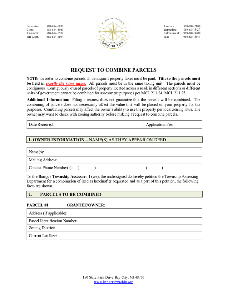 Fillable Online Fillable Online AUTHORIZATION TO COMBINE PARCELS - Town of ... Fax Email Print ...