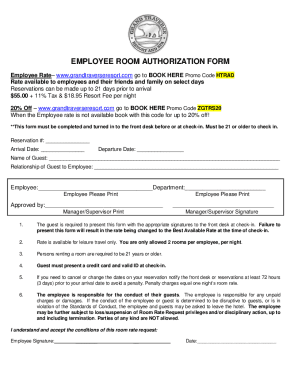 Fillable Online employee room authorization form - Grand Traverse ...