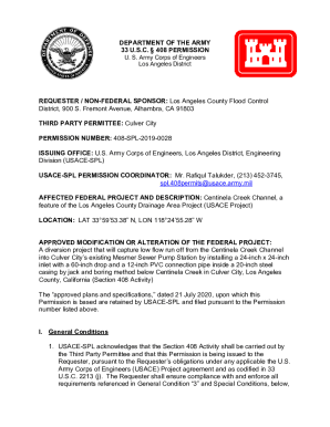Fillable Online 408-us-army-corps-of-engineers-permit-spl-2019-0028 ...