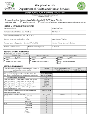 Fillable Online Fillable Online campground plan approval application ... Fax Email Print - pdfFiller