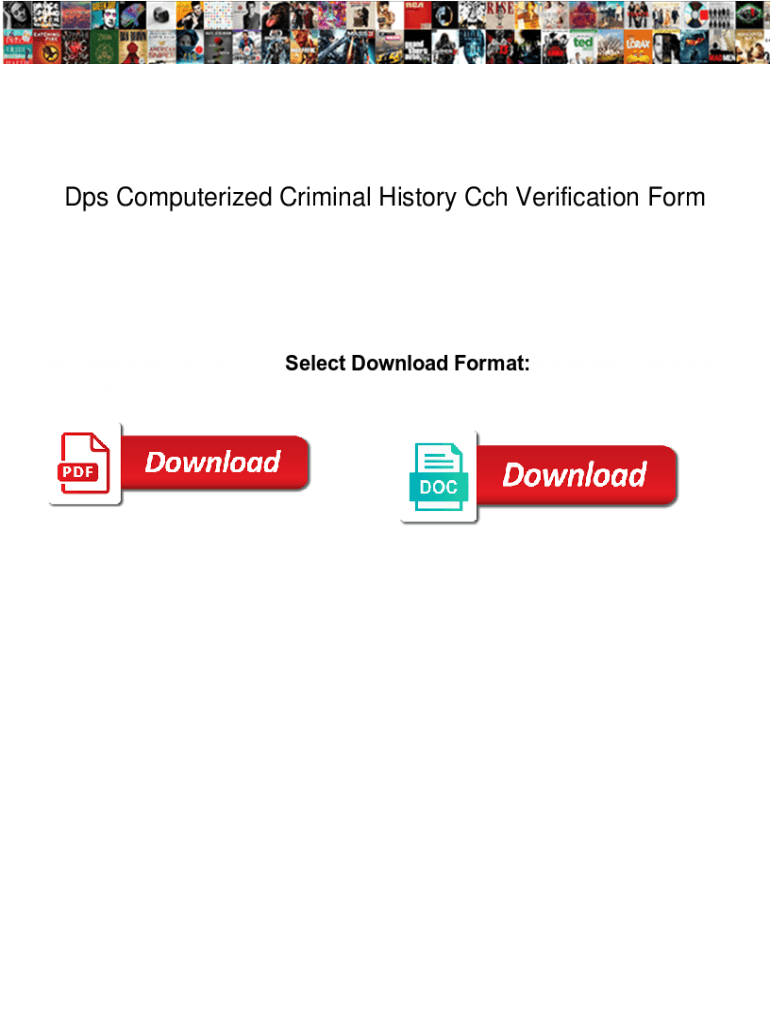 Fillable Online Dps Computerized Criminal History Cch Verification Form ...
