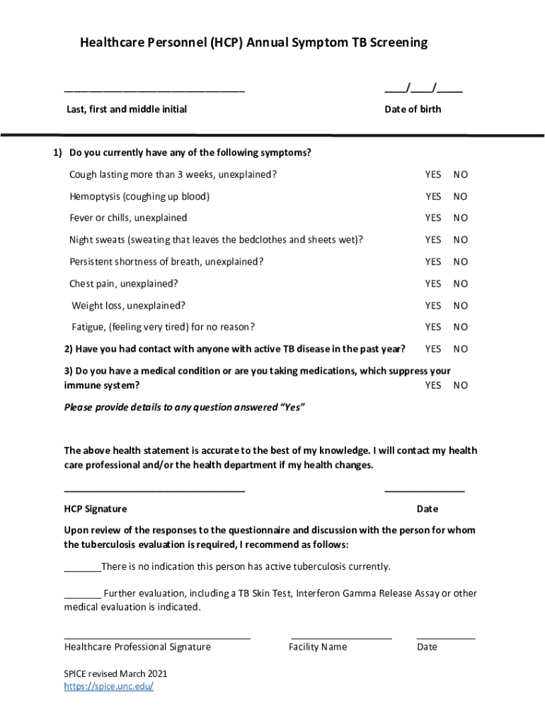 Fillable Online spice unc Annual tb skin test form" Keyword Found ...