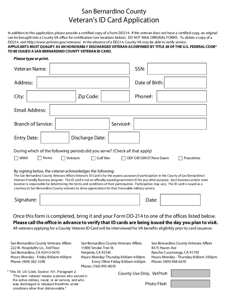Fillable Online hs.sbcounty.gov va DocumentsSan Bernardino County ...