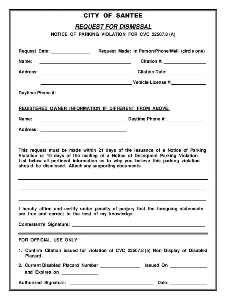 Fillable Online Handicap Dismissal Form Fax Email Print - pdfFiller