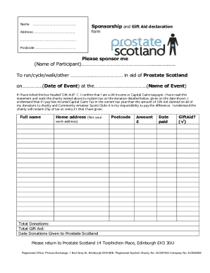 Fillable Online Sponsorship and Gift Aid declaration form Fax Email ...