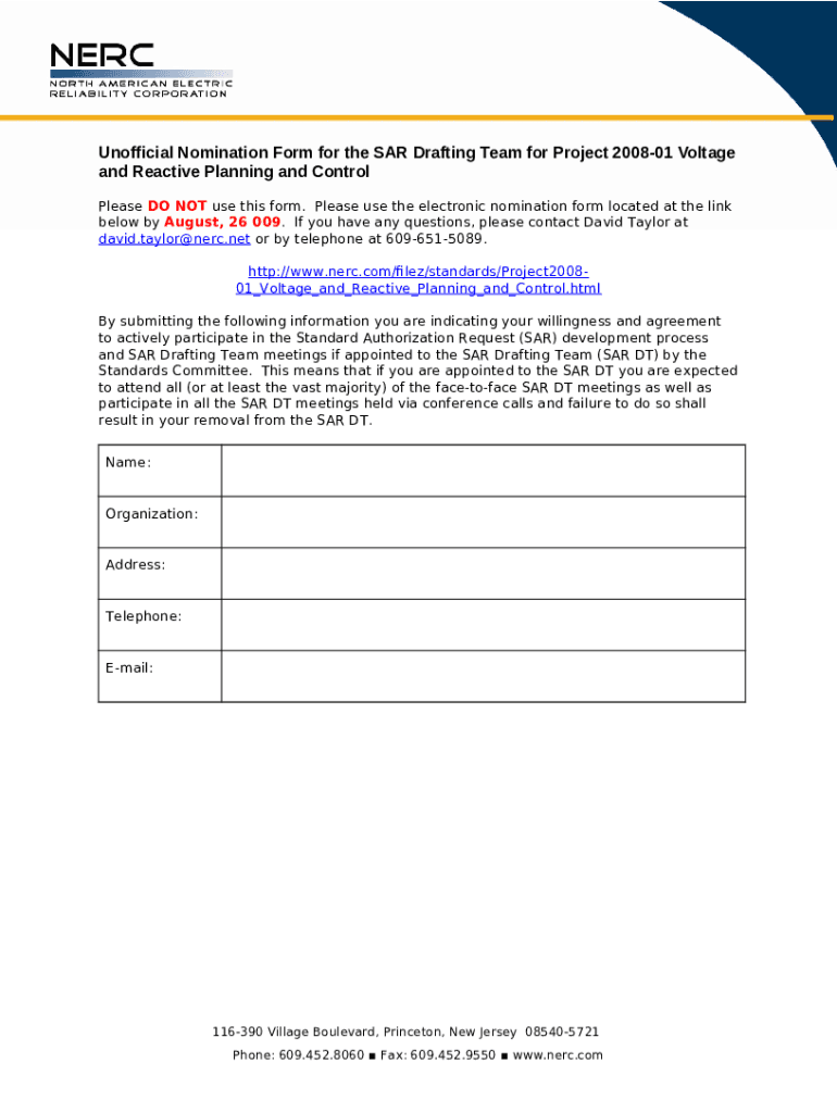 Subject Matter Expert Self-nomination for Standard ... Doc Template | pdfFiller