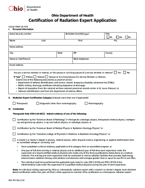 Fillable Online odh ohio Ohio Department Of Health Radiologic License ...