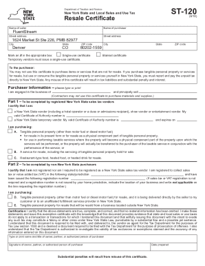 Fillable Online Fillable Online Form ST-120:6/18:Resale Certificate ...