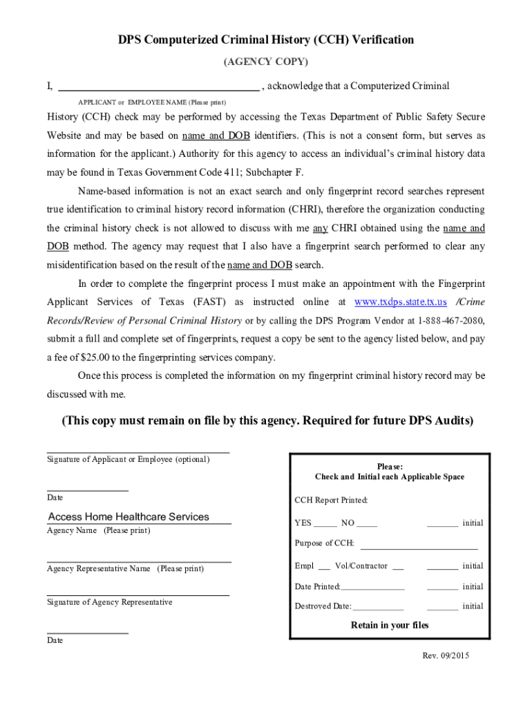 Fillable Online Fillable Online Criminal History Audit Verification ...