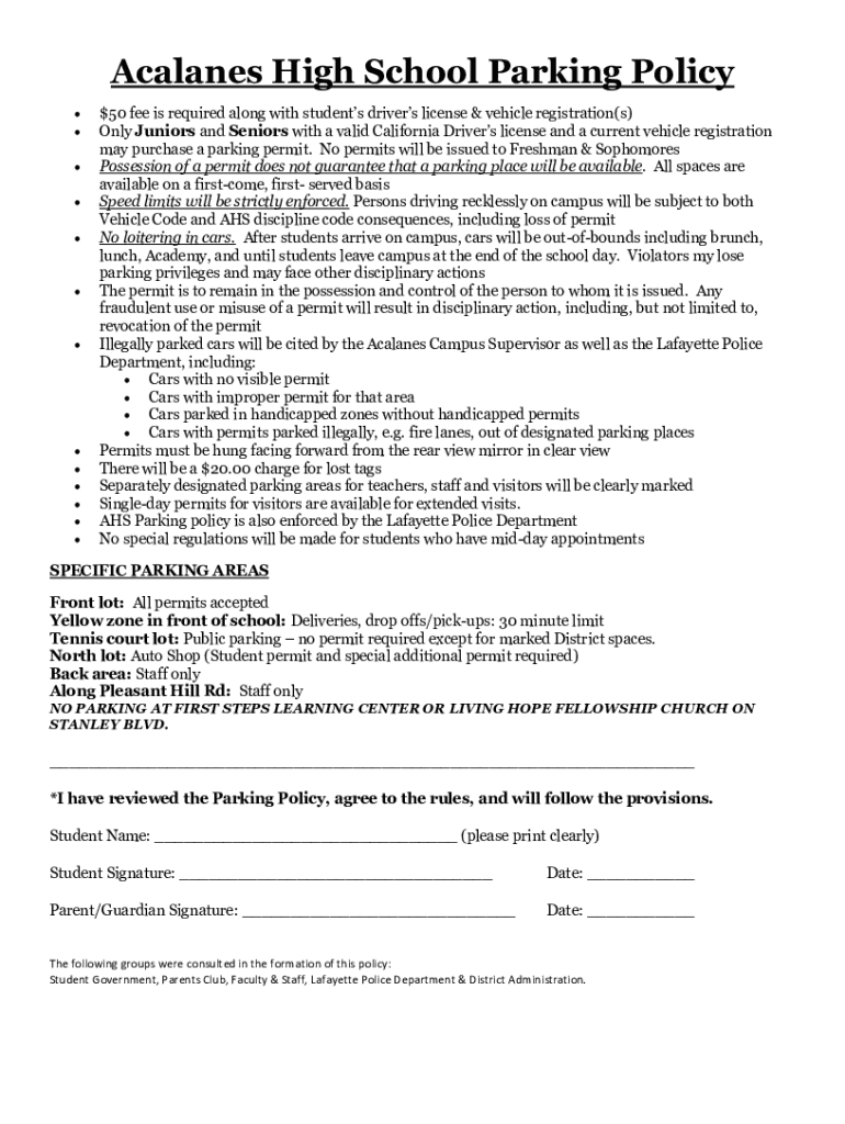 Fillable Online www-nhs.stjohns.k12.fl.uswp-contentuploadsParking rules and regulations - Allen ...