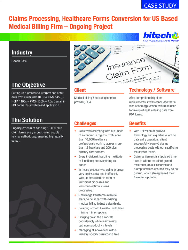 Fillable Online Claims Processing, Healthcare Forms Conversion for US ...