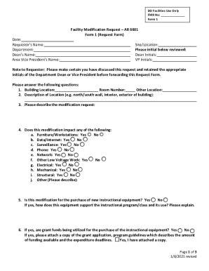 Fillable Online DO Facilities Use Only FMR No: Form 1 Facility ... Fax ...