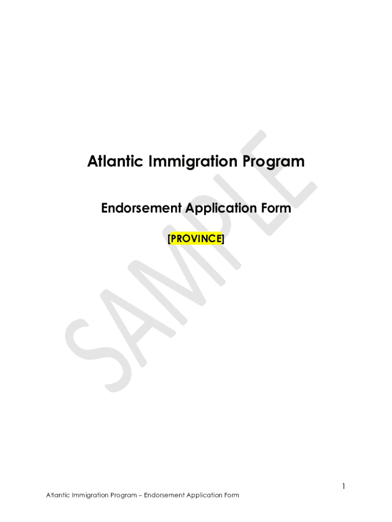 Fillable Online Endorsement Application - Immigration and Settlement in ...