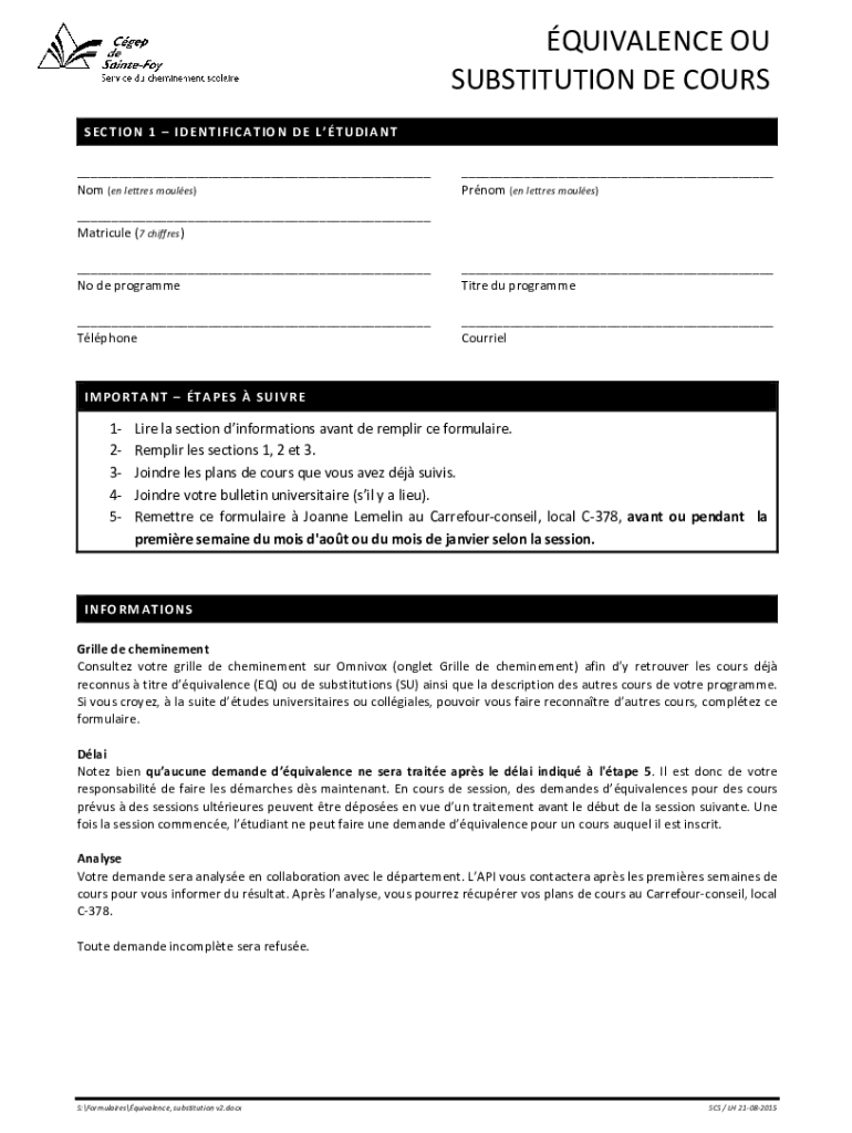 Fillable Online Formulaire De Demande D' Quivalence Ou De ... Fax Email Print - pdfFiller