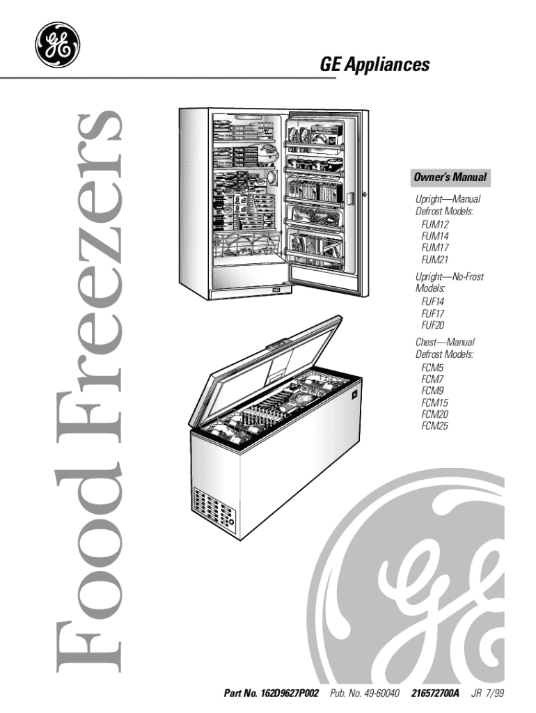 Fillable Online GEAppliances.com Food Freezers Installation ...