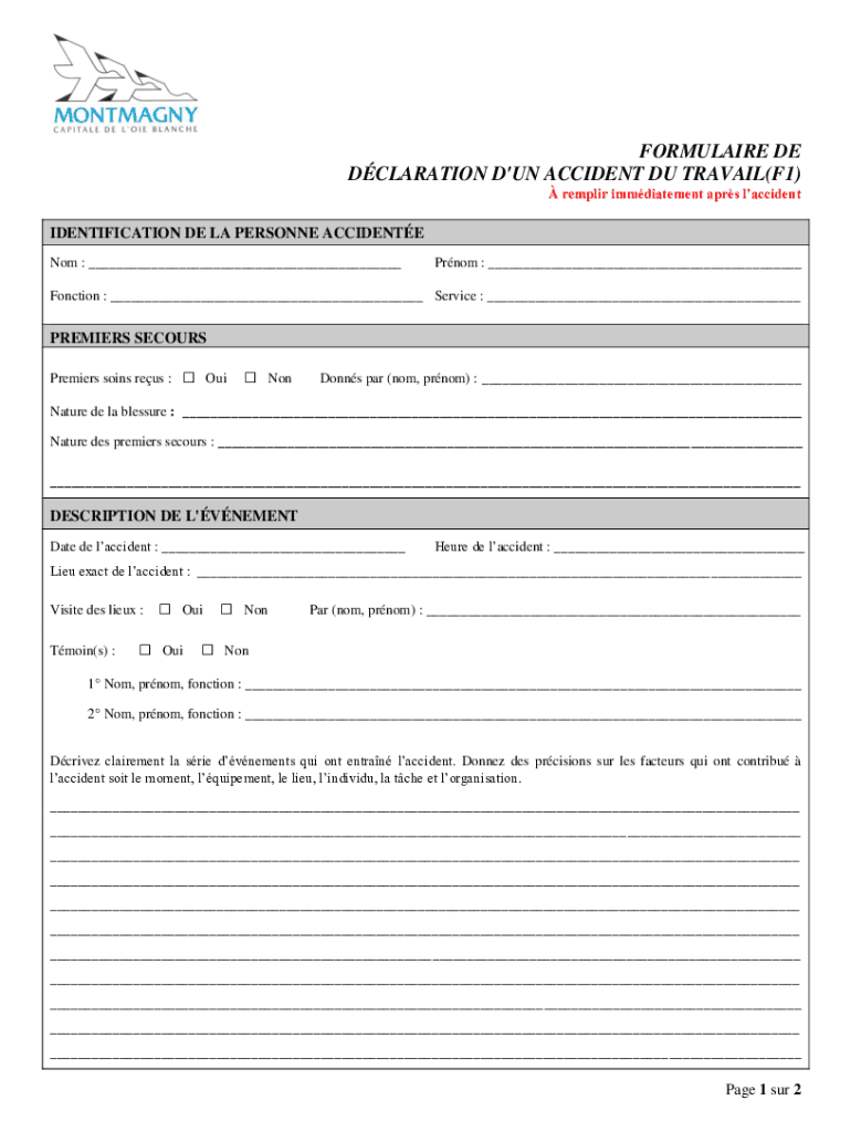 Fillable Online Comment remplir votre dclaration d accident de service ...