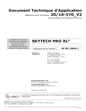 Remplissable En Ligne Document Technique d'Application SKYTECH PRO XL - CSTB Fax Email Imprimer ...