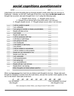 Fillable Online SOCIAL PHOBIA WEEKLY SUMMARY SCALE Fax Email Print ...