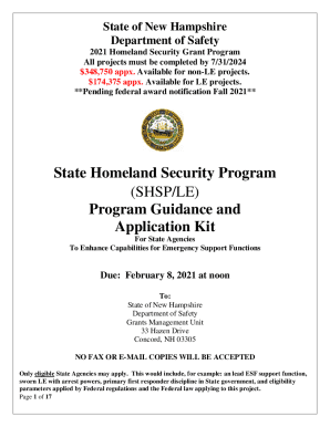 Fillable Online www.nh.govsafetydivisionsHomeland Security Grants, New ...